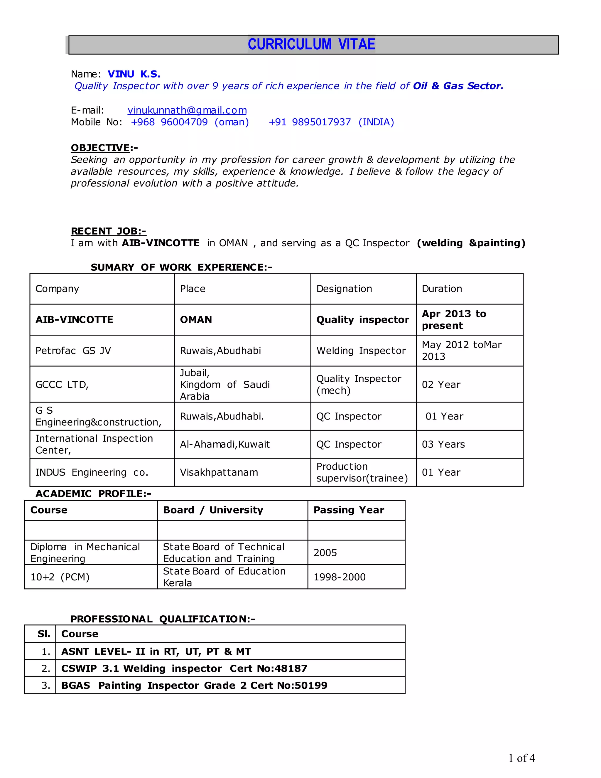 vinu new cv p wp | PDF