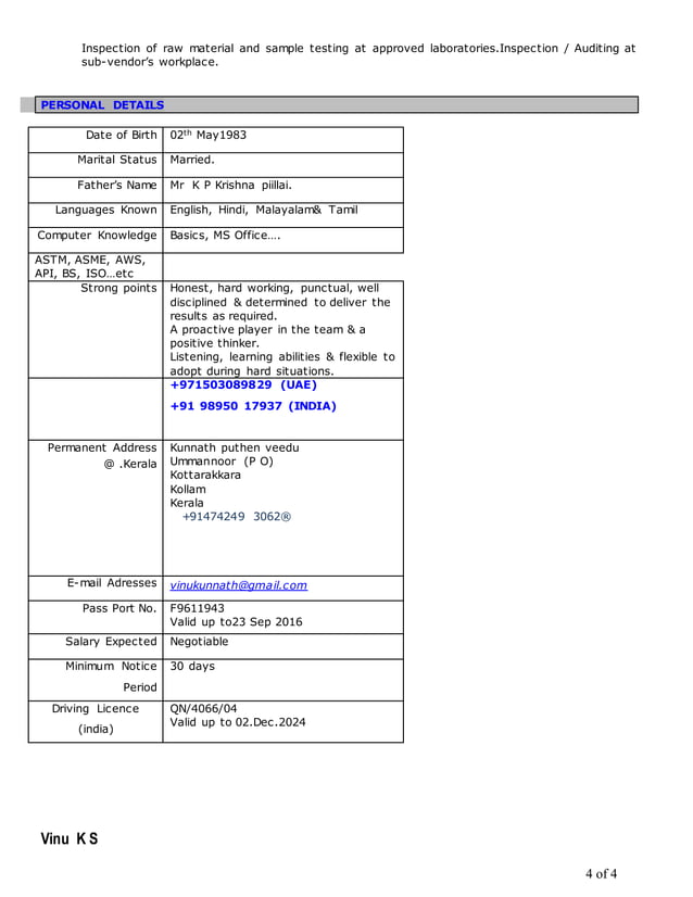 vinu new cv p wp | PDF