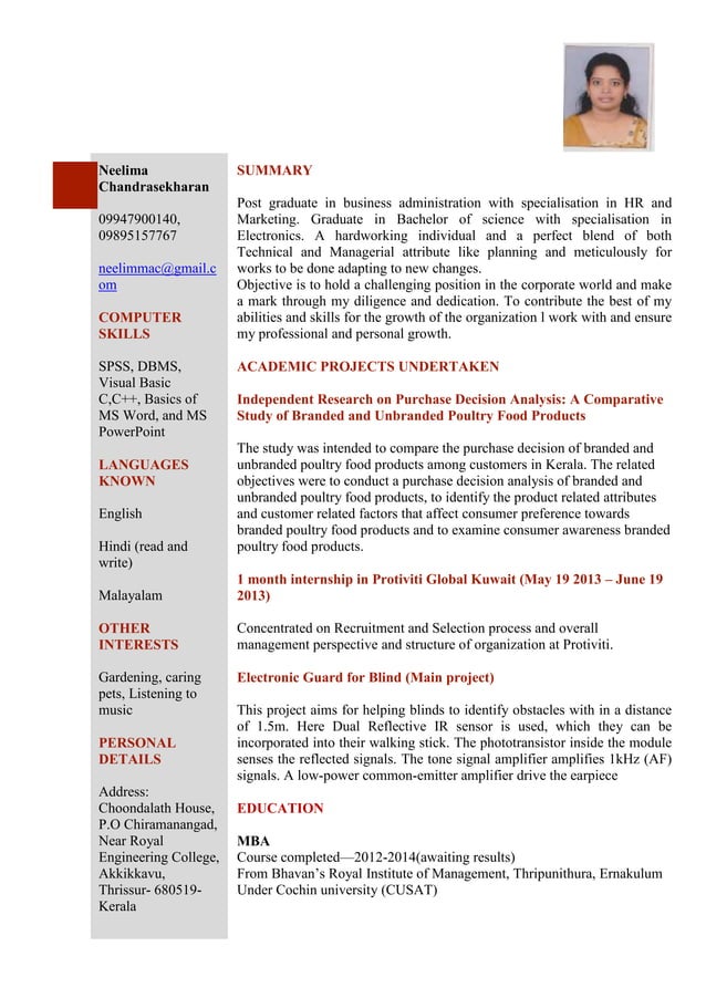 neelima cv_ | DOCX | Business Administration | Business