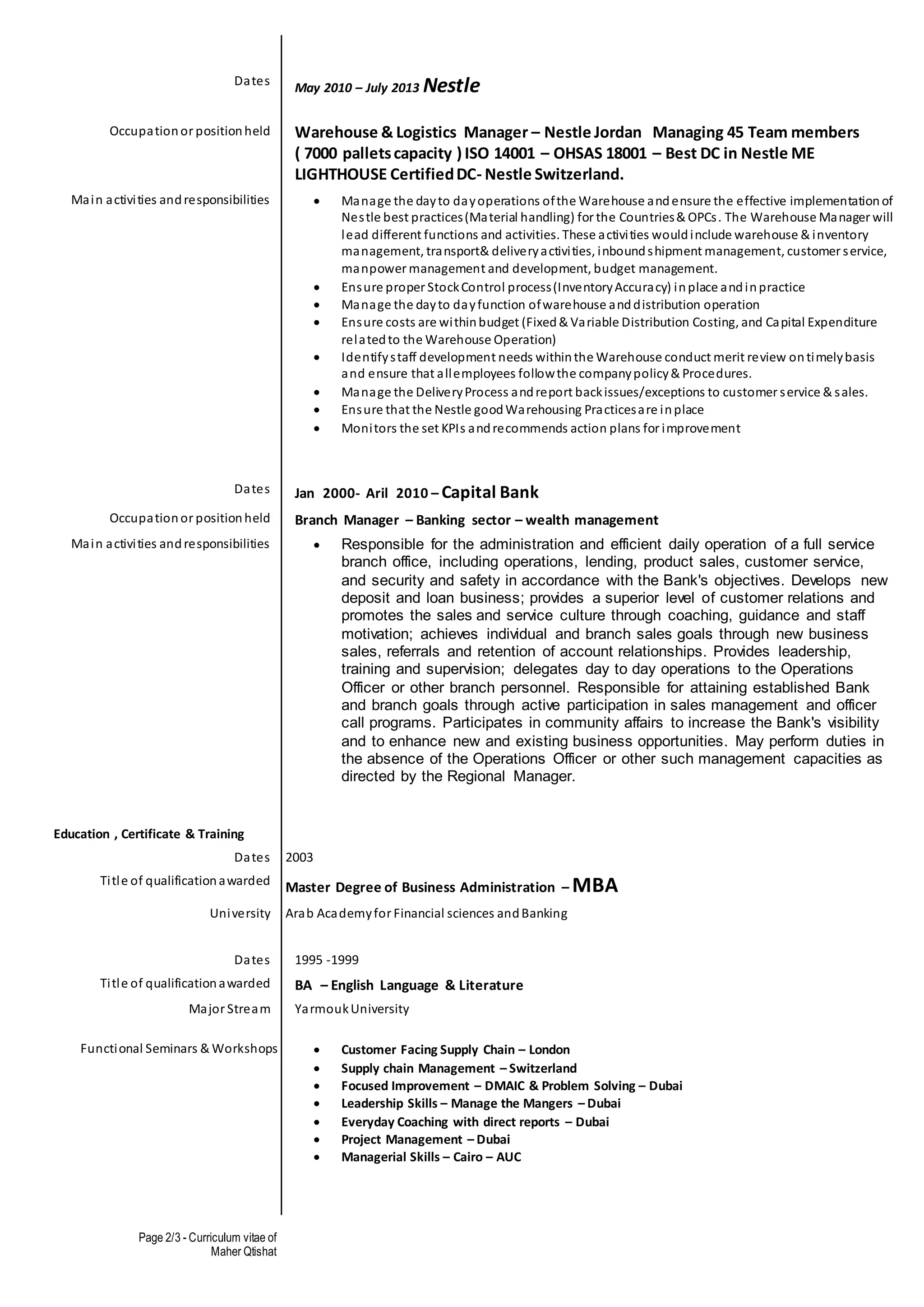 Maher CV | DOCX | Logistics | Business