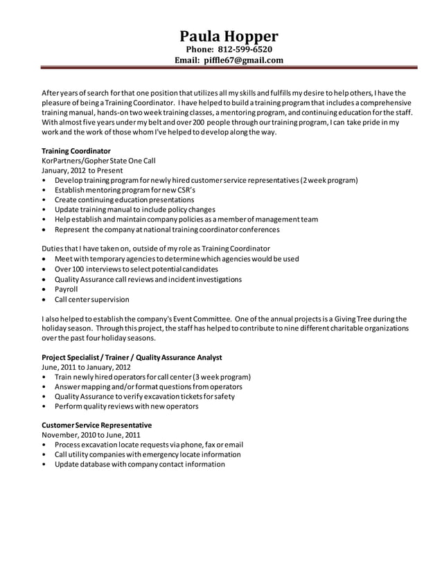 2015 Resume Plain - Paula Hopper | DOCX