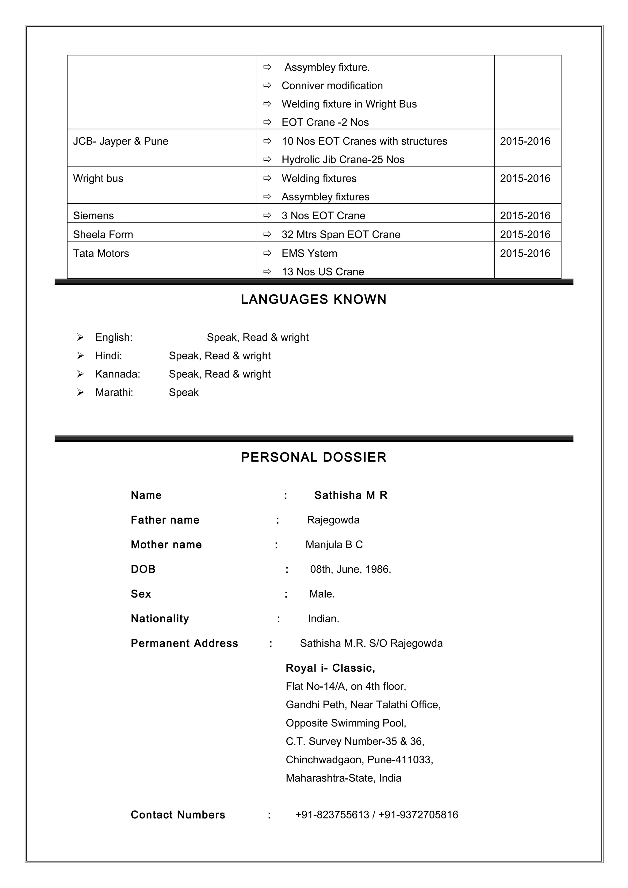 Sathisha MR Project | PDF