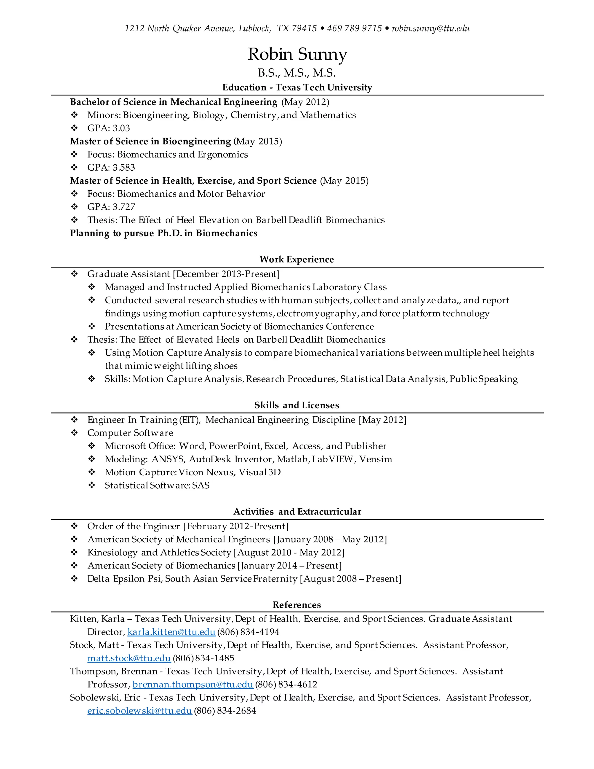 Robin Sunny Resume | DOCX
