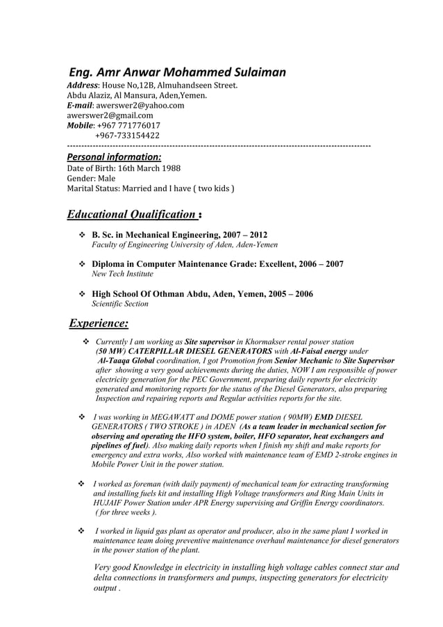 Amr Sulaiman CV | PDF