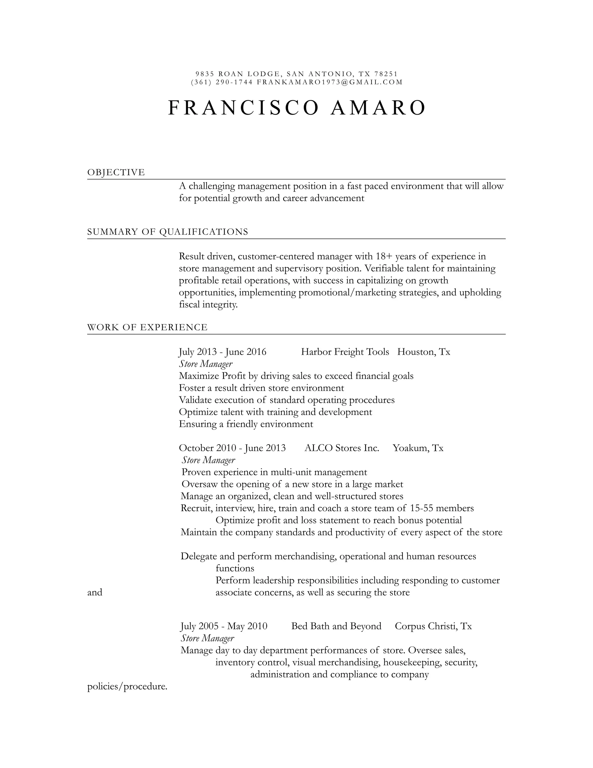 Frank's Resume | DOC