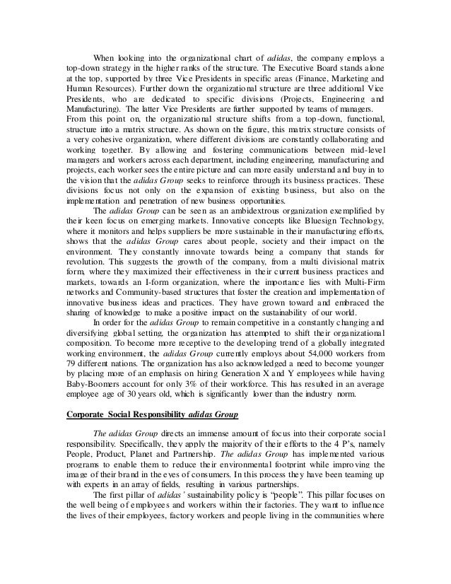 adidas Group- Management, Organizational Structure and CSR Analysis