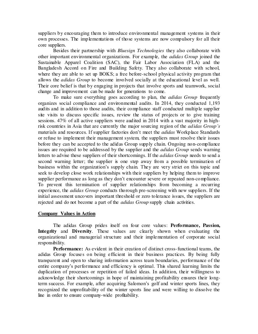 adidas Group- Management, Organizational Structure and CSR Analysis