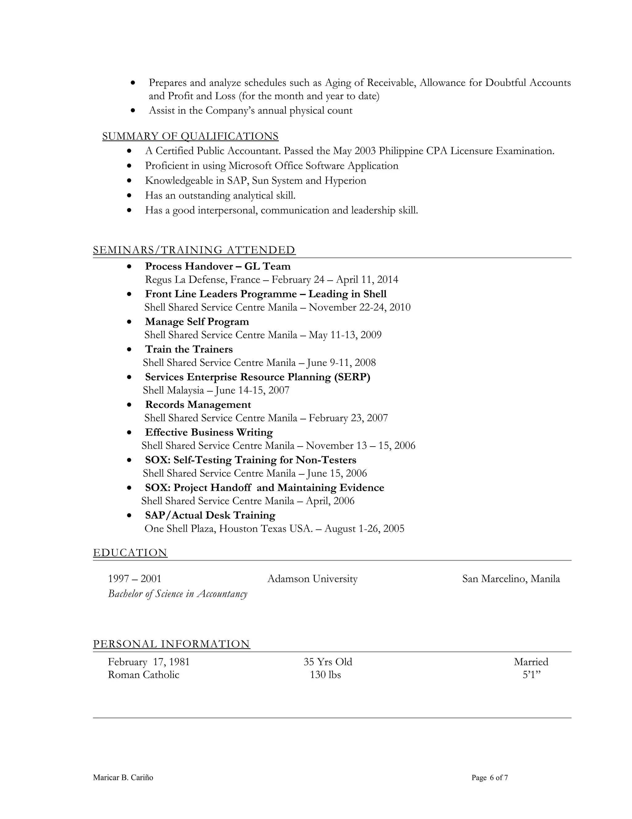 RESUME_Maricar Carino_Apr 2016 | DOC