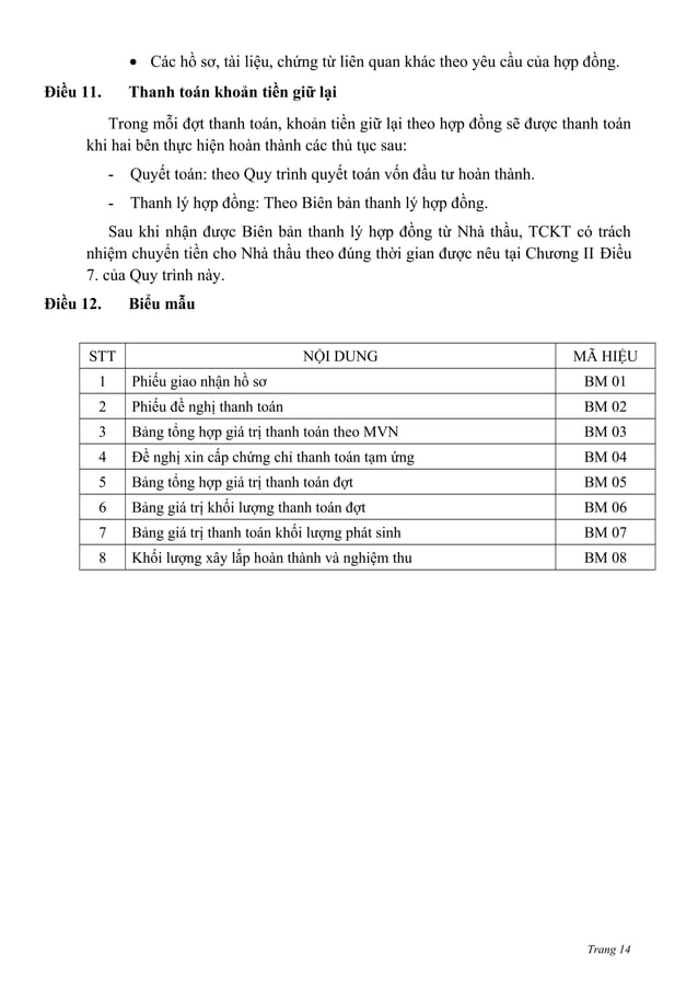 QUY TRINH THANH TOAN ver01 | PDF