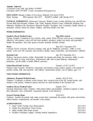 Anderson Amanda Resume 2017 | DOCX | Healthcare Industry | Industries