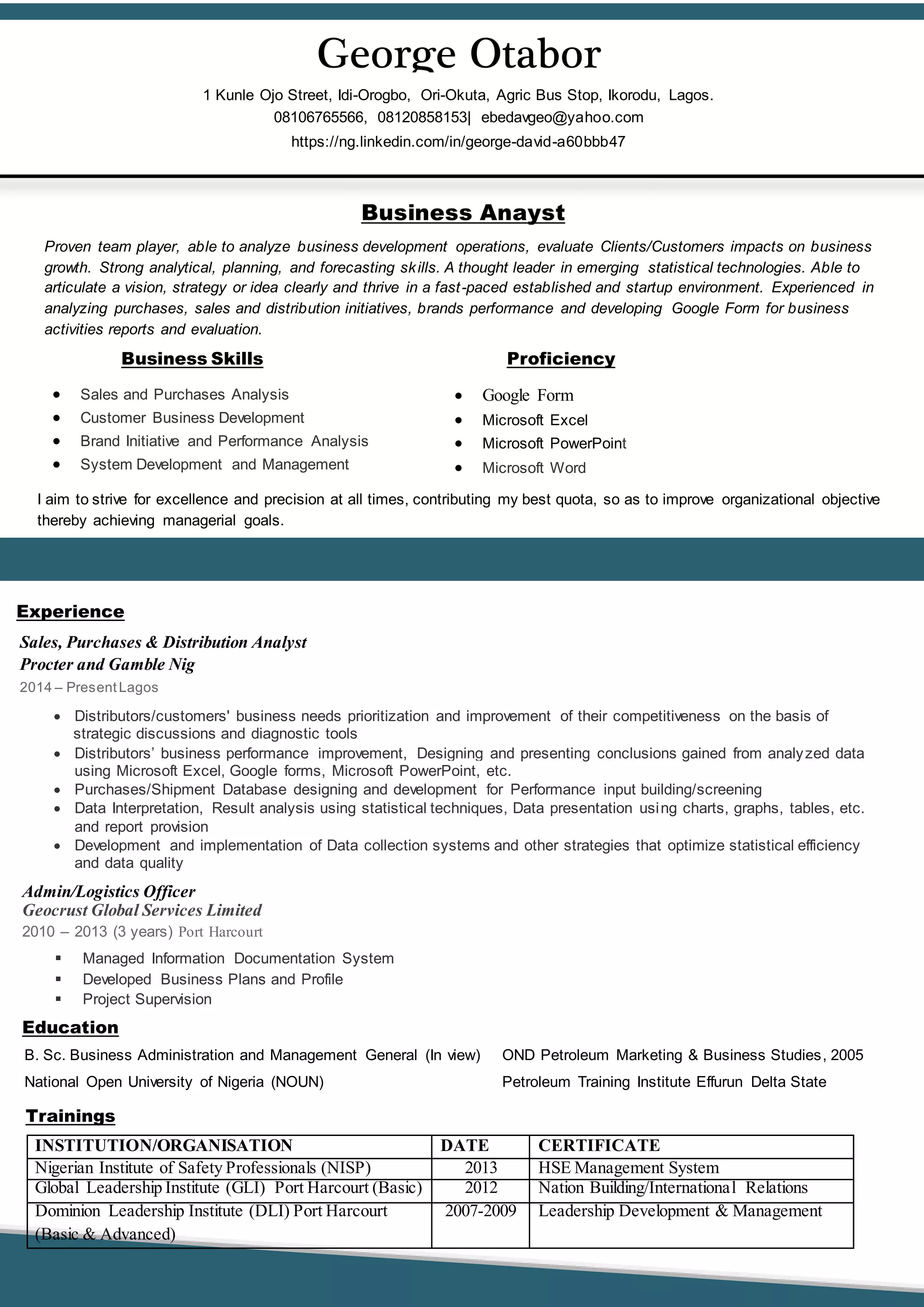 OTABOR GEORGE Upgraded Resume | DOCX