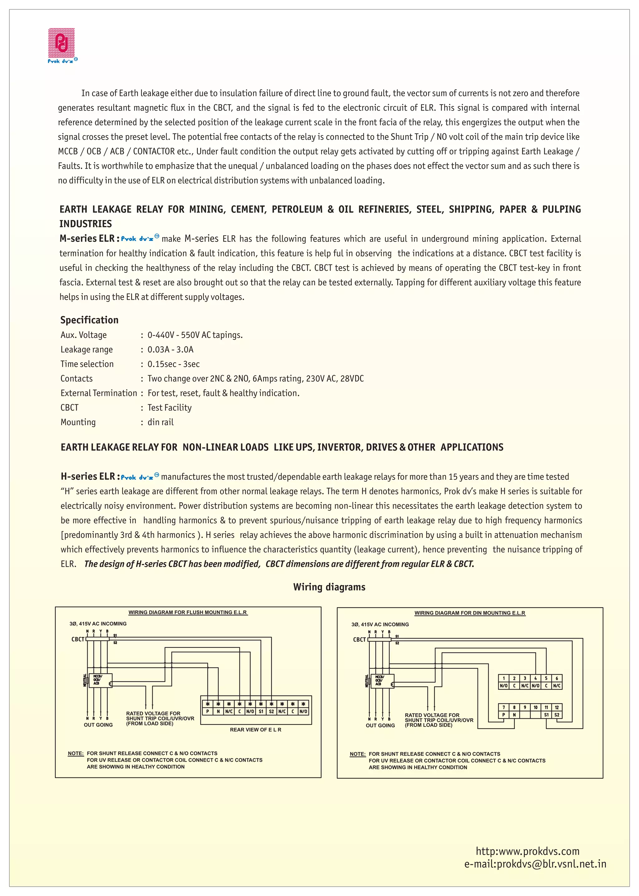 earth leakage relay | earth leakage relays | PDF