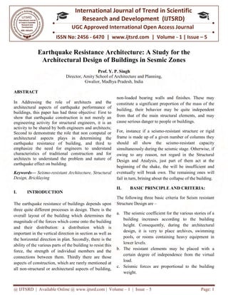 Earthquake Resistance Architecture: A Study for the Architectural ...