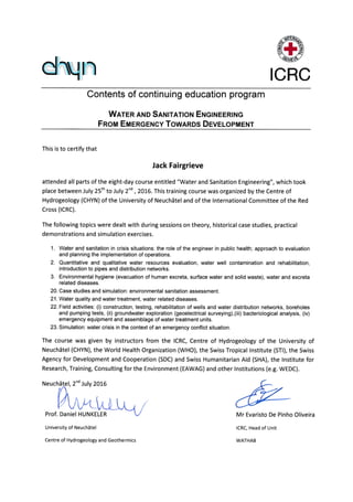 WATSAN certificate | PDF