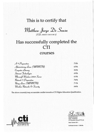 CTI Certificate | PDF