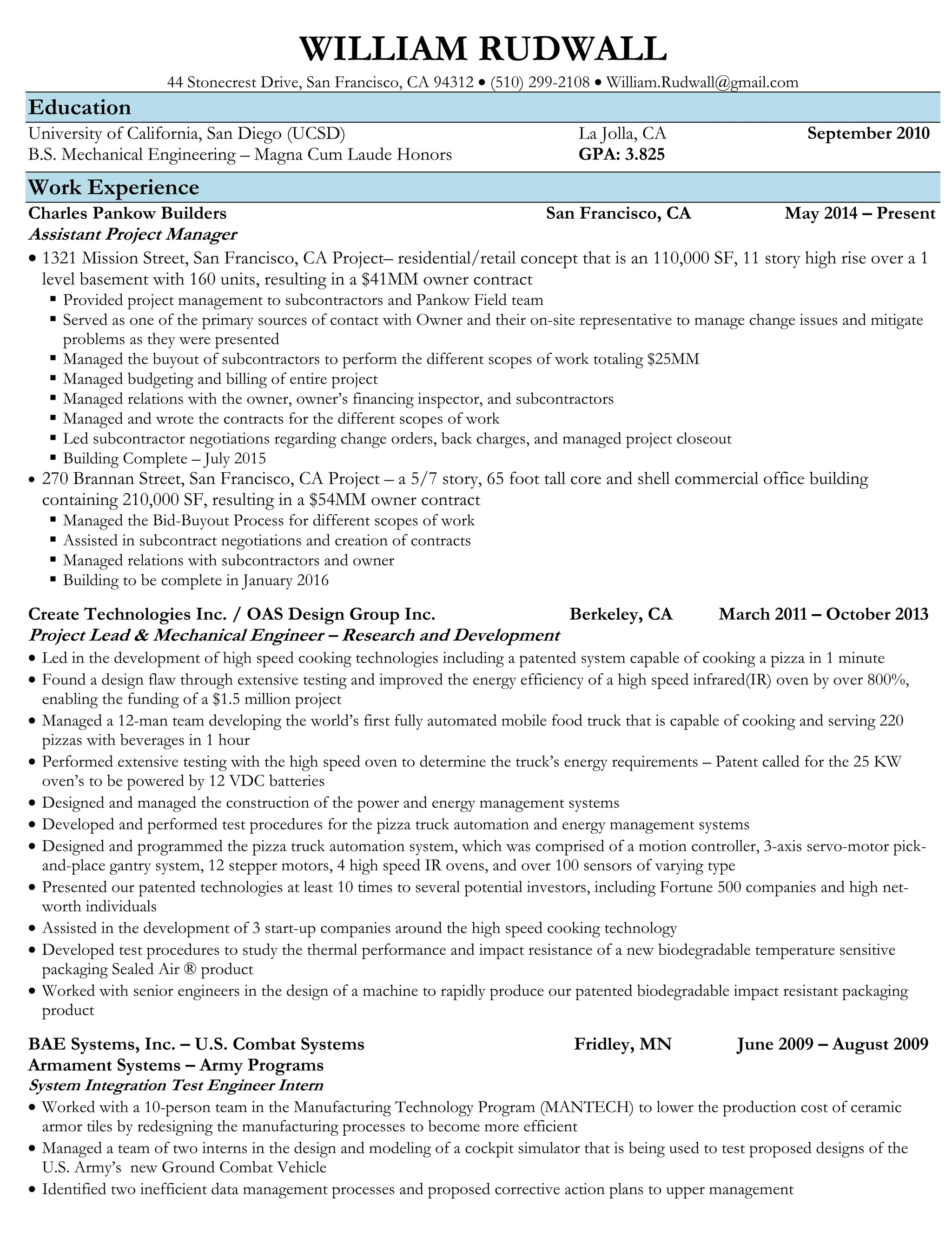 Resume - William Rudwall (1) | PDF