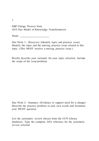 1EBP Change Process formACE Star Model of Knowledge Transfor | PDF