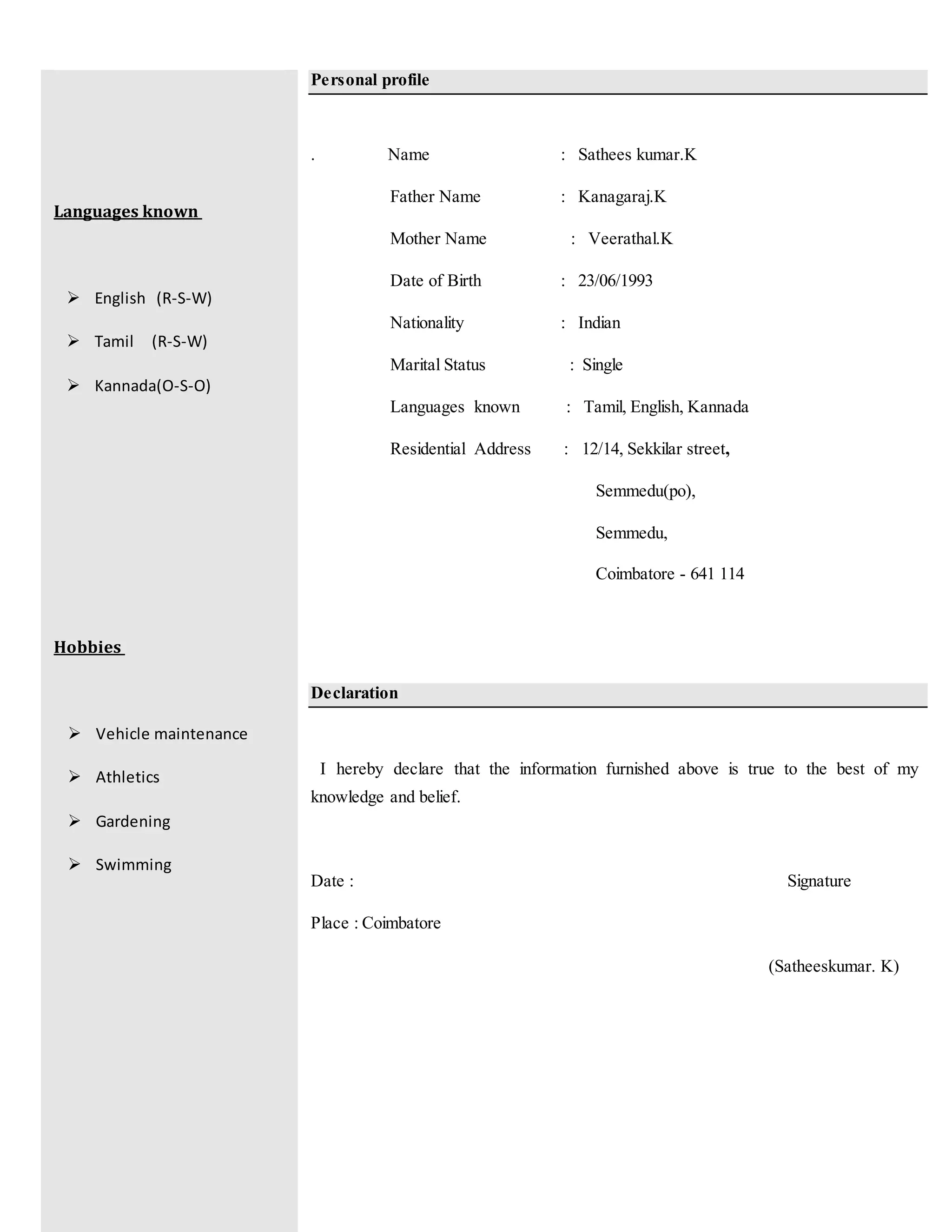 Satheeskumar Resume | DOCX