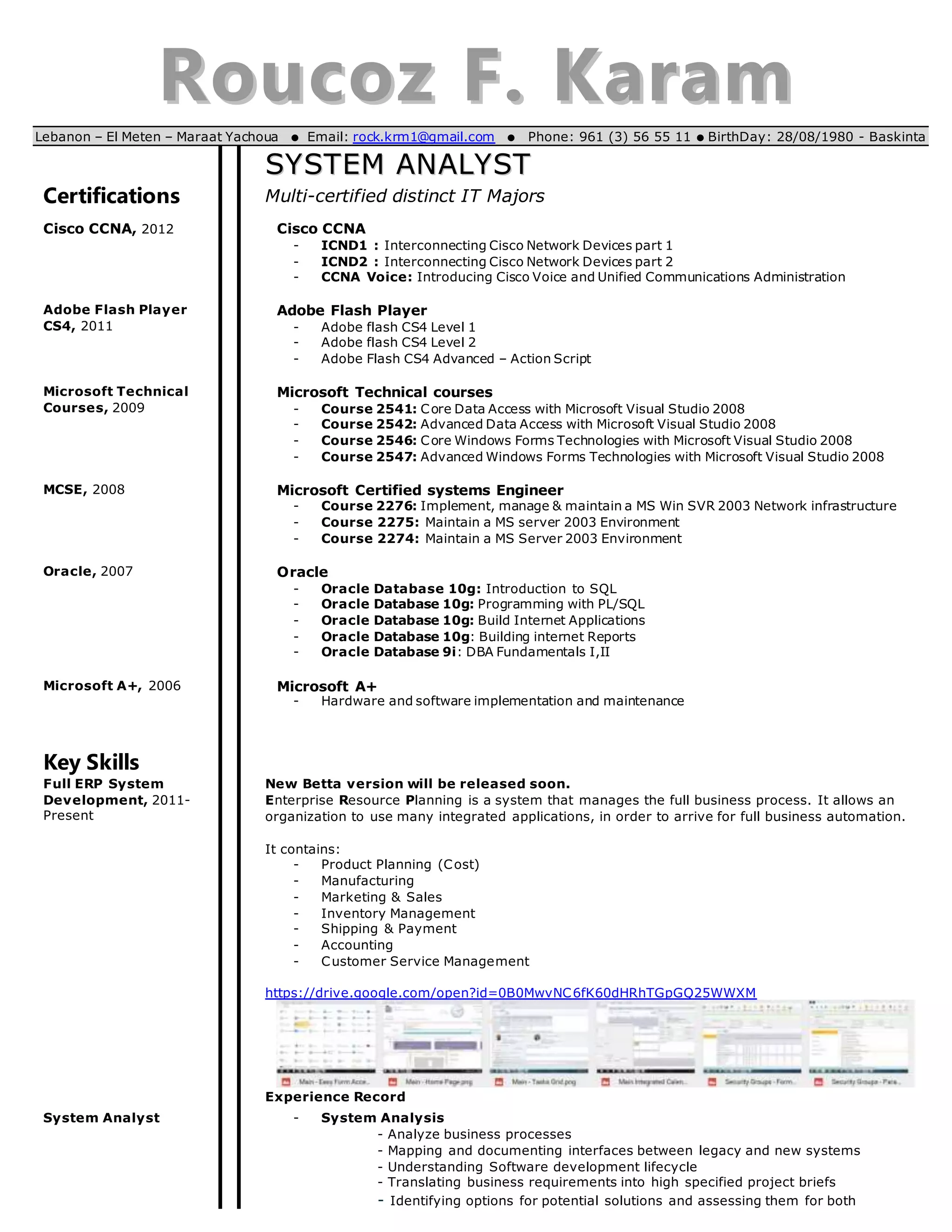 Roucoz Karam CV | PDF