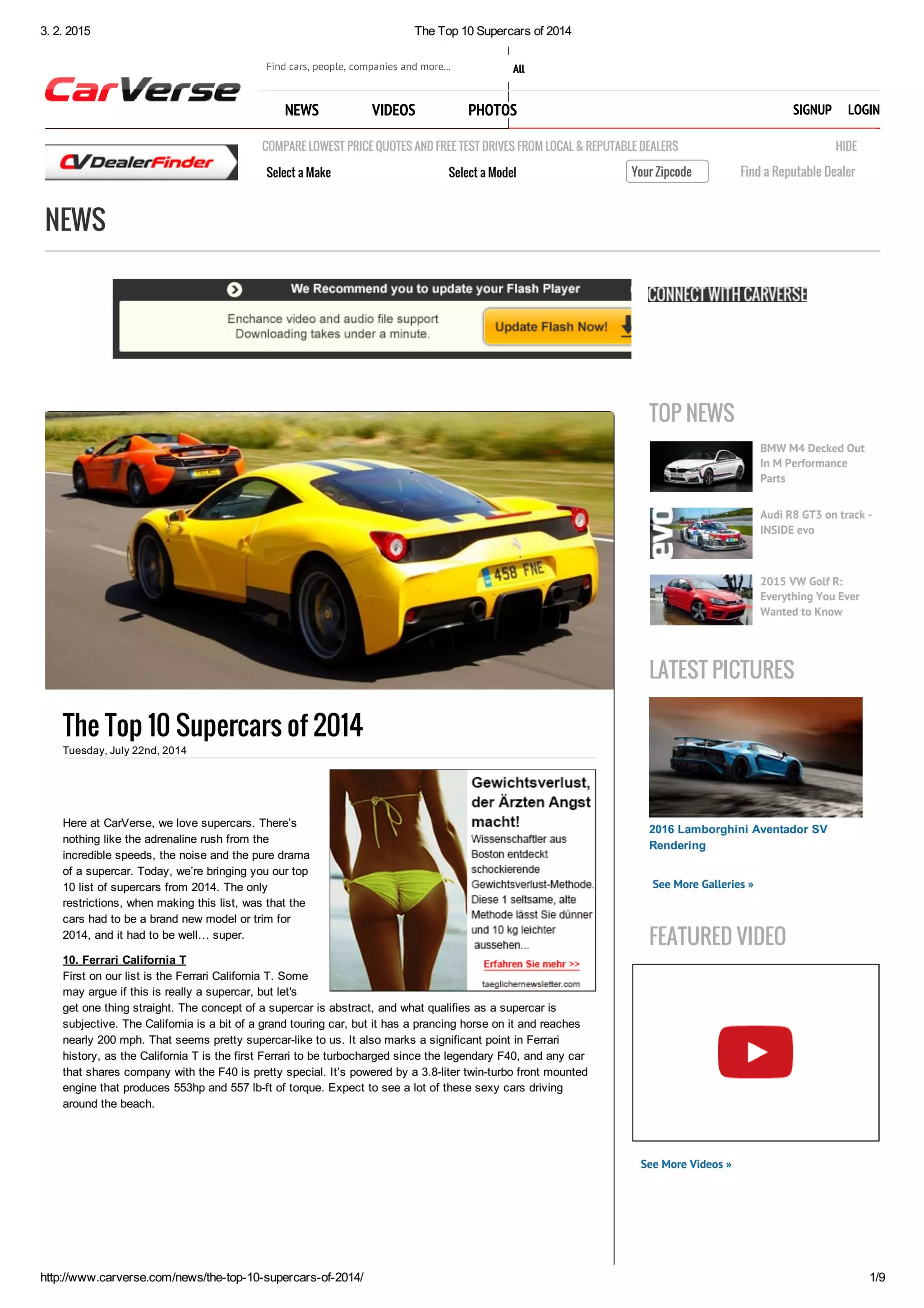 The Top 10 Supercars of 2014 | PDF