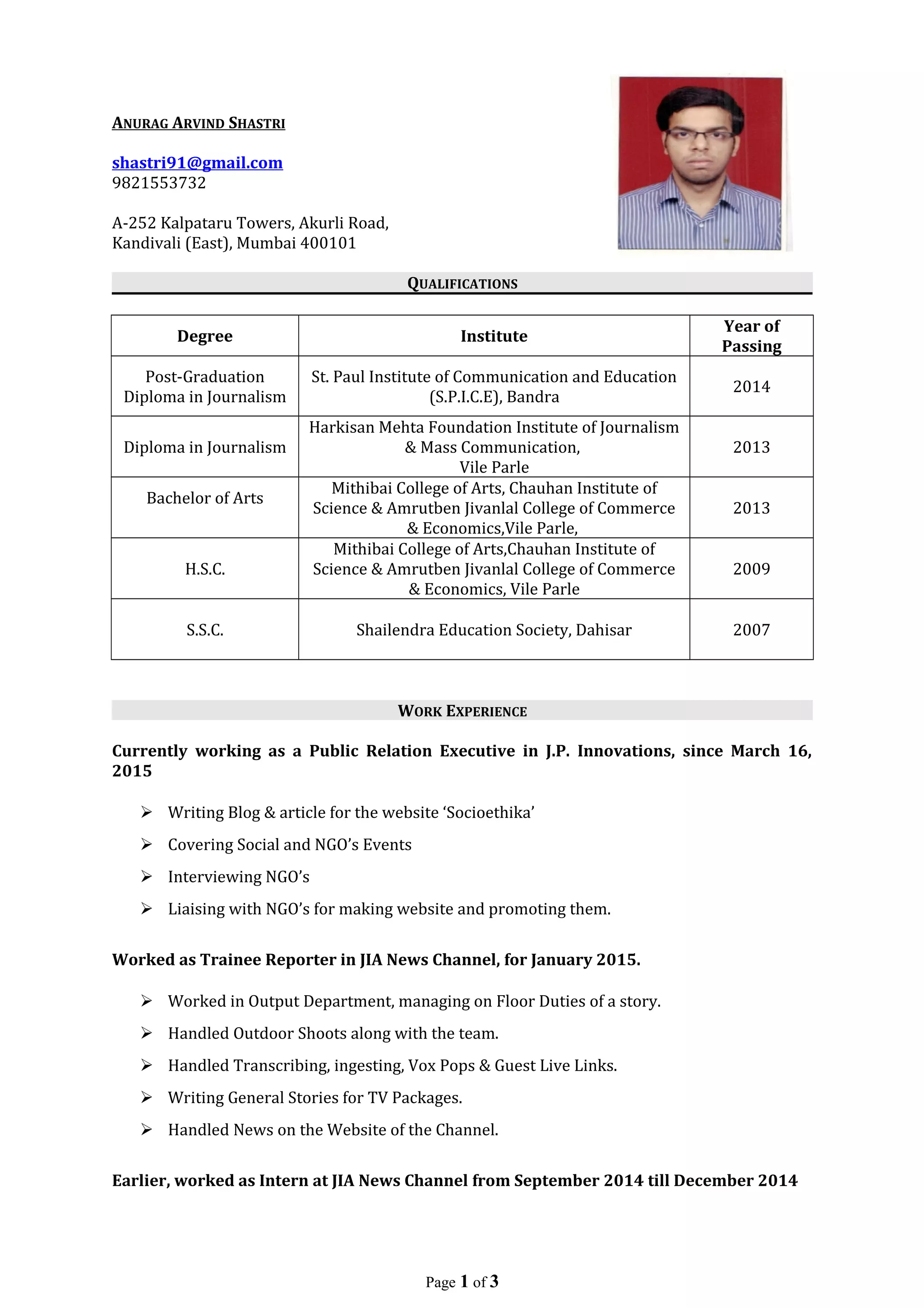 Anurag shastri 1 CV | DOC