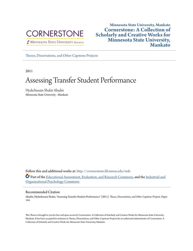 Assessing Transfer Student Performance | PDF