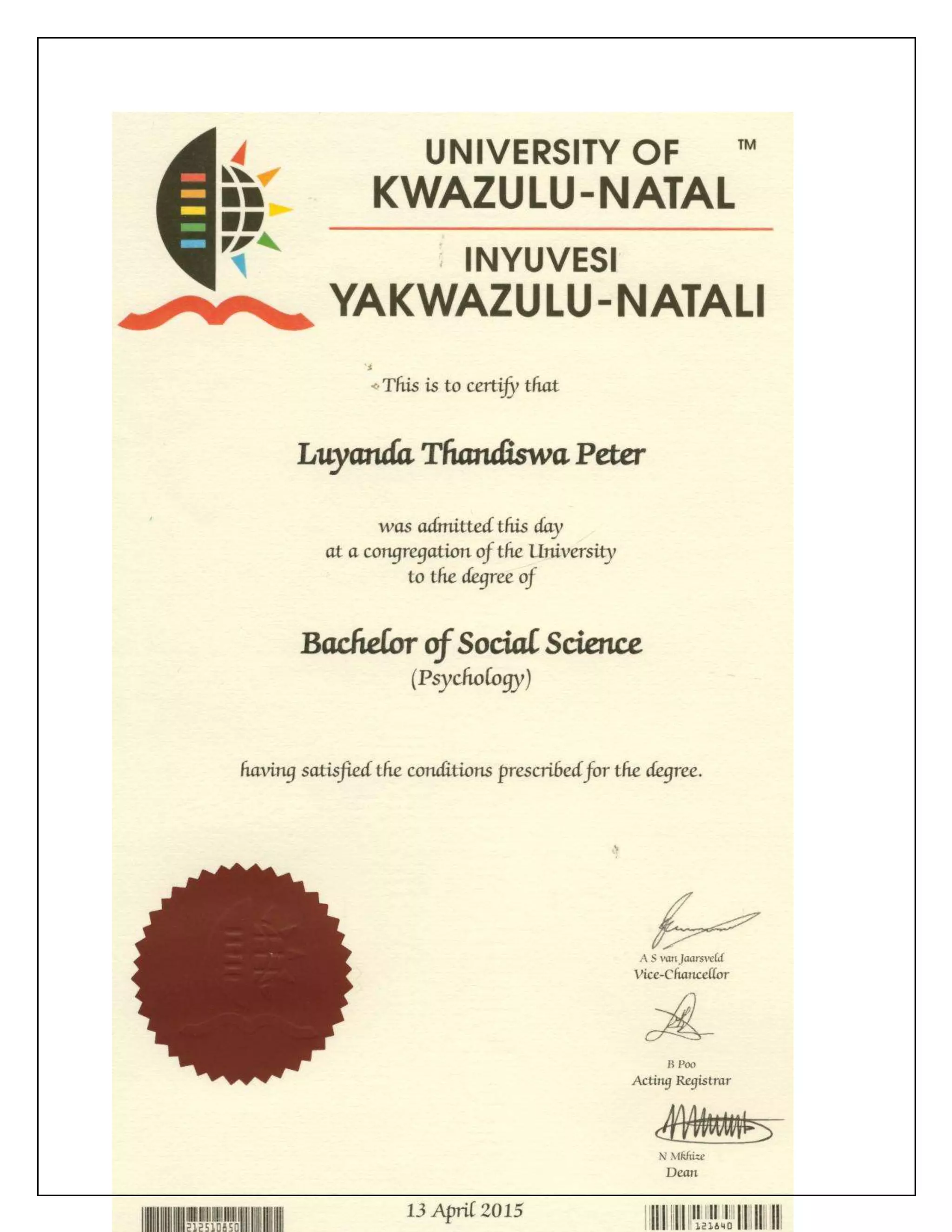 CURRICULUM VITAE OF luyanda | DOCX