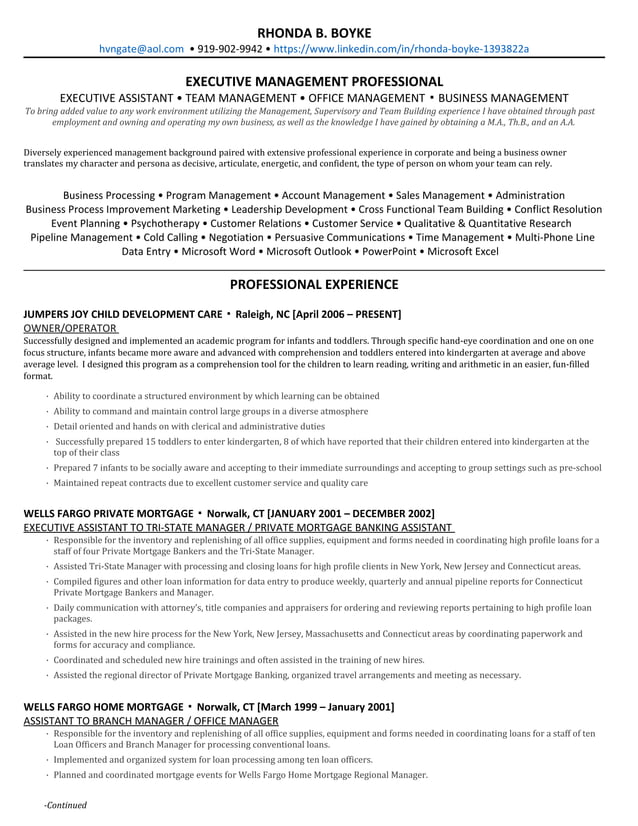 Rhonda Exec Resume | PDF