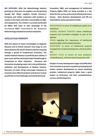 Role of IP in Biotech | PDF