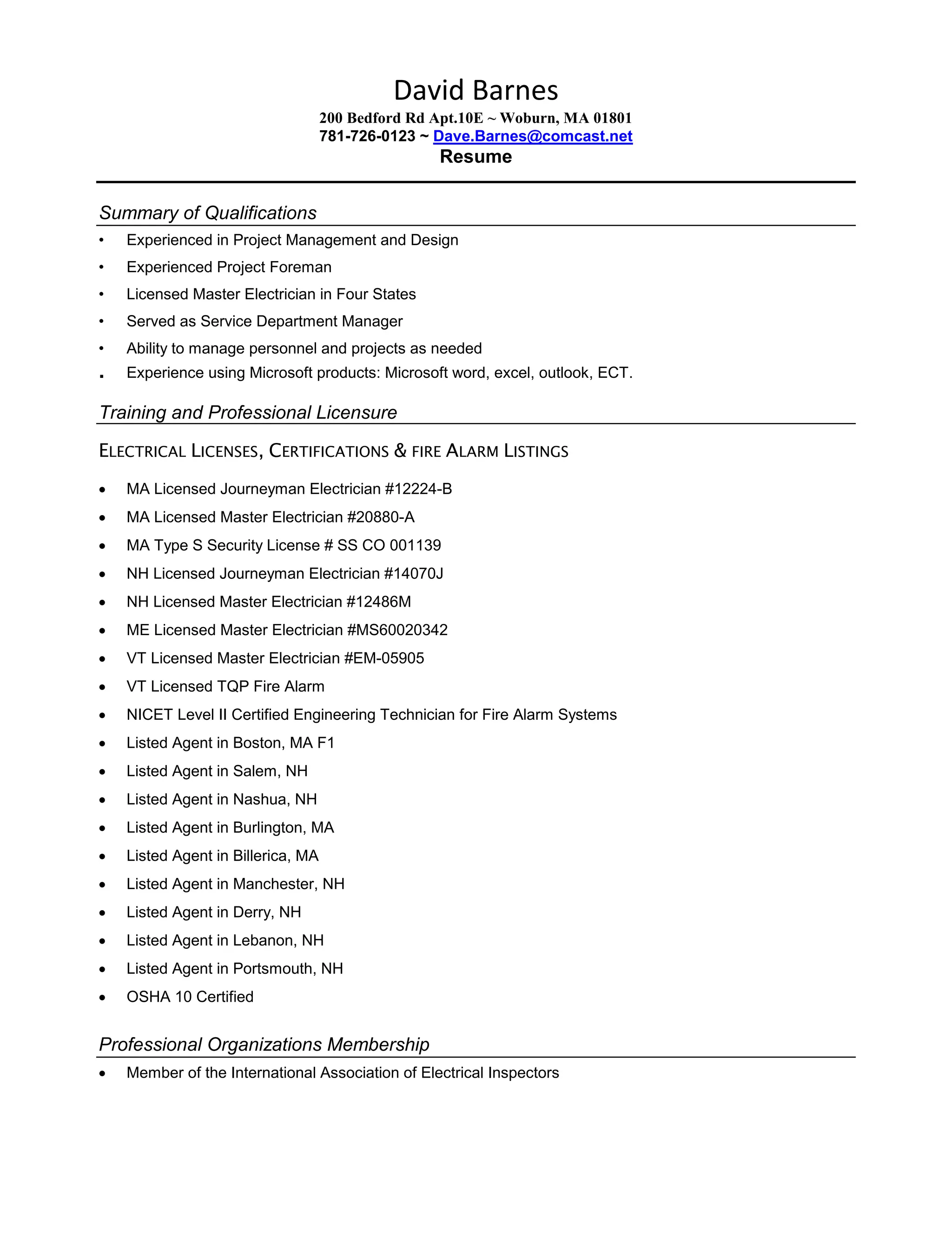 Dave Barnes Resume | PDF