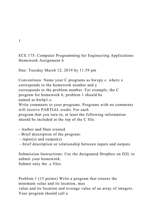 1 ECE 175 Computer Programming for Engineering Applica.docx