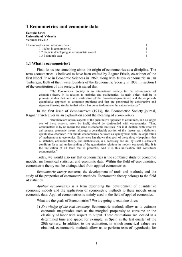 Econometrics and economic data | PDF