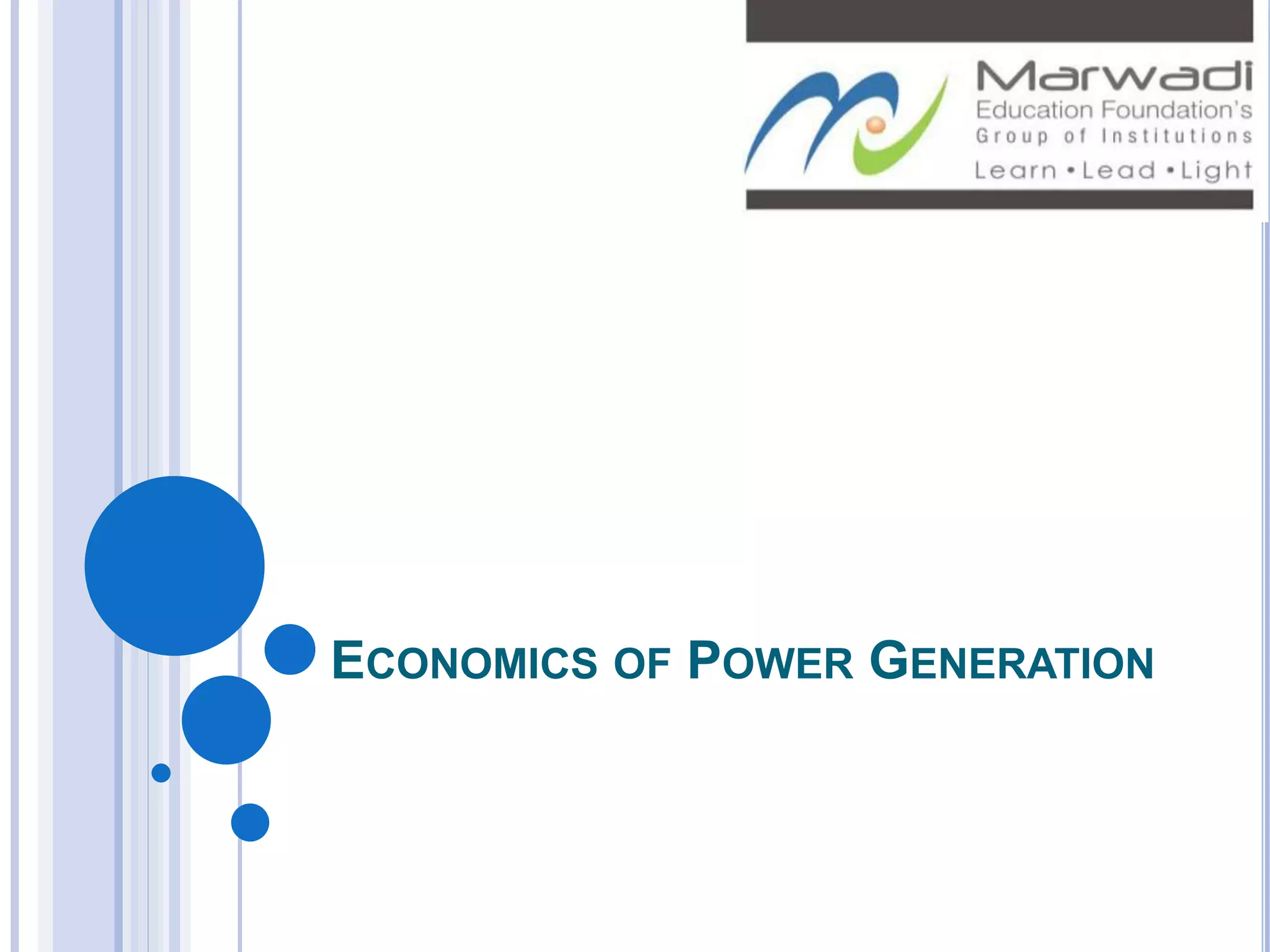 economics of power generation | PPTX