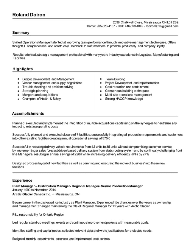 Roland Doiron Resume 2 | PDF