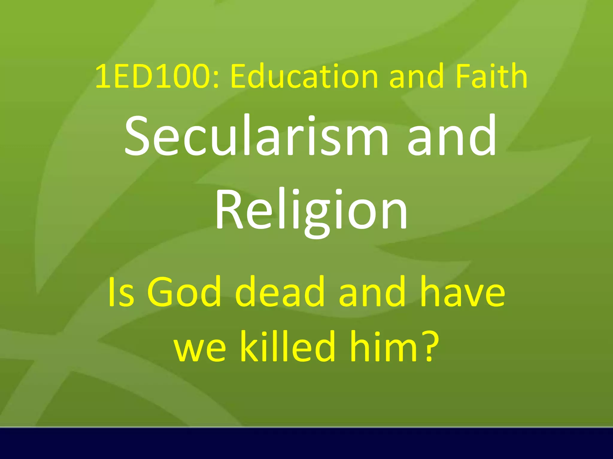 Religion and Secularism | PPTX