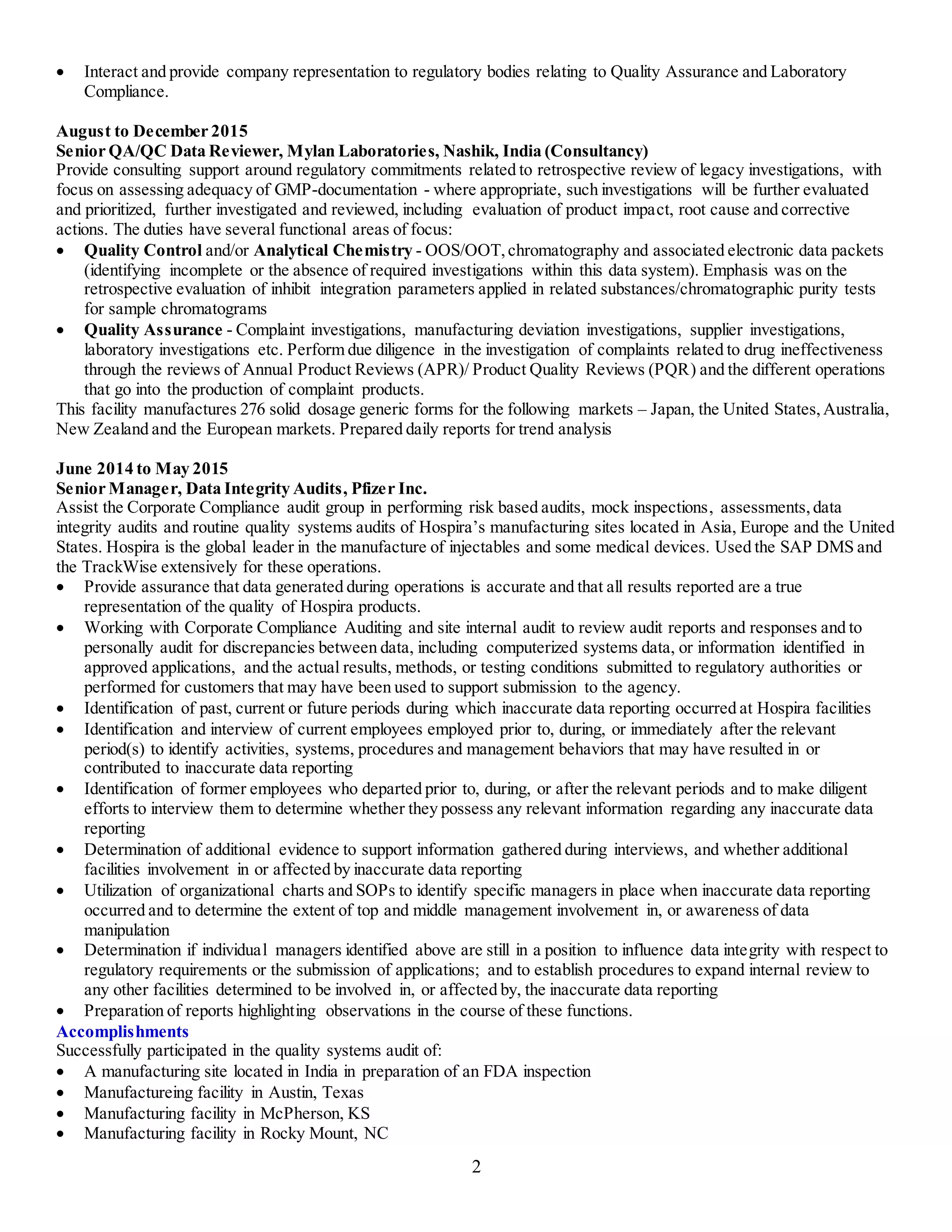 Laboratory and Pharmaceutical Quality Assurance Expert | DOCX