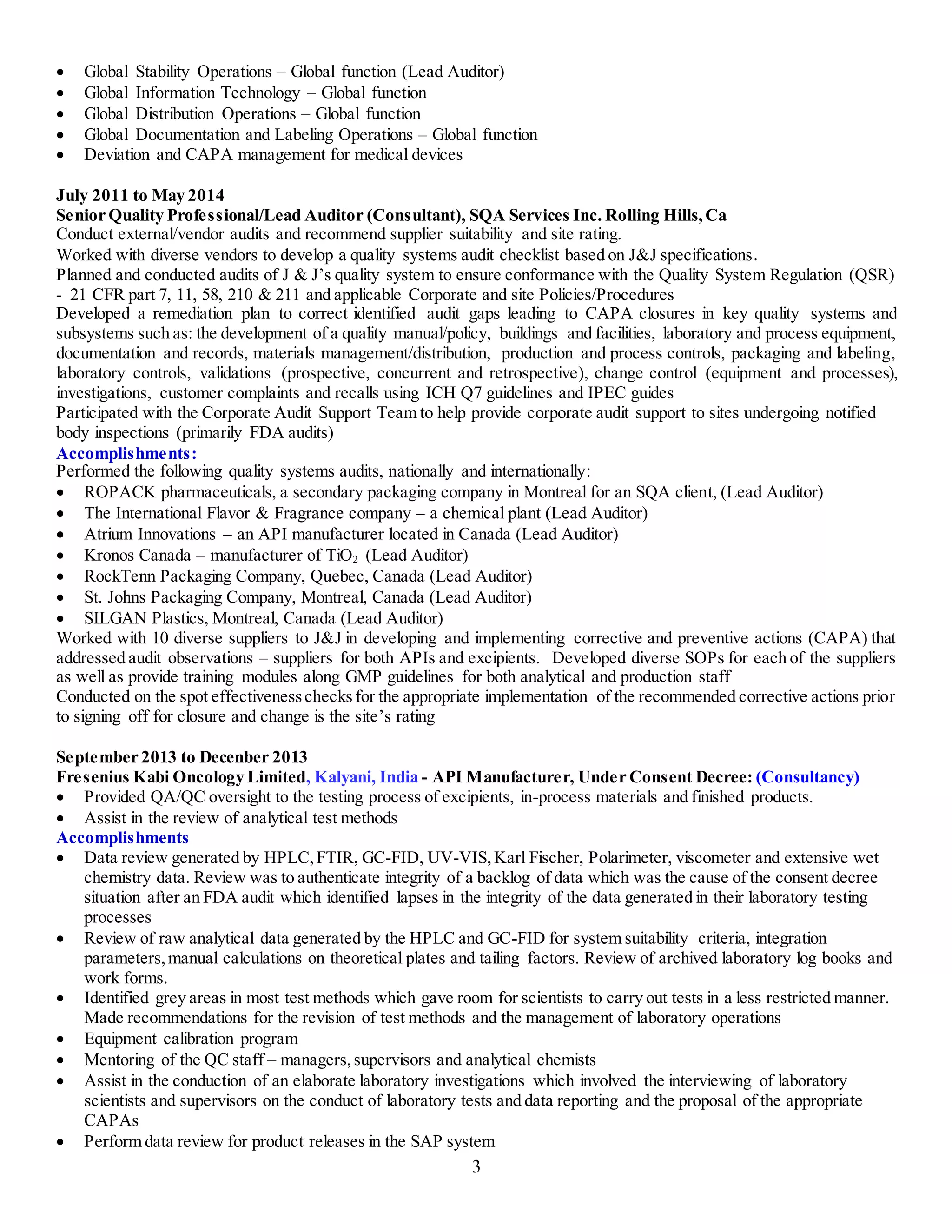 Laboratory and Pharmaceutical Quality Assurance Expert | DOCX