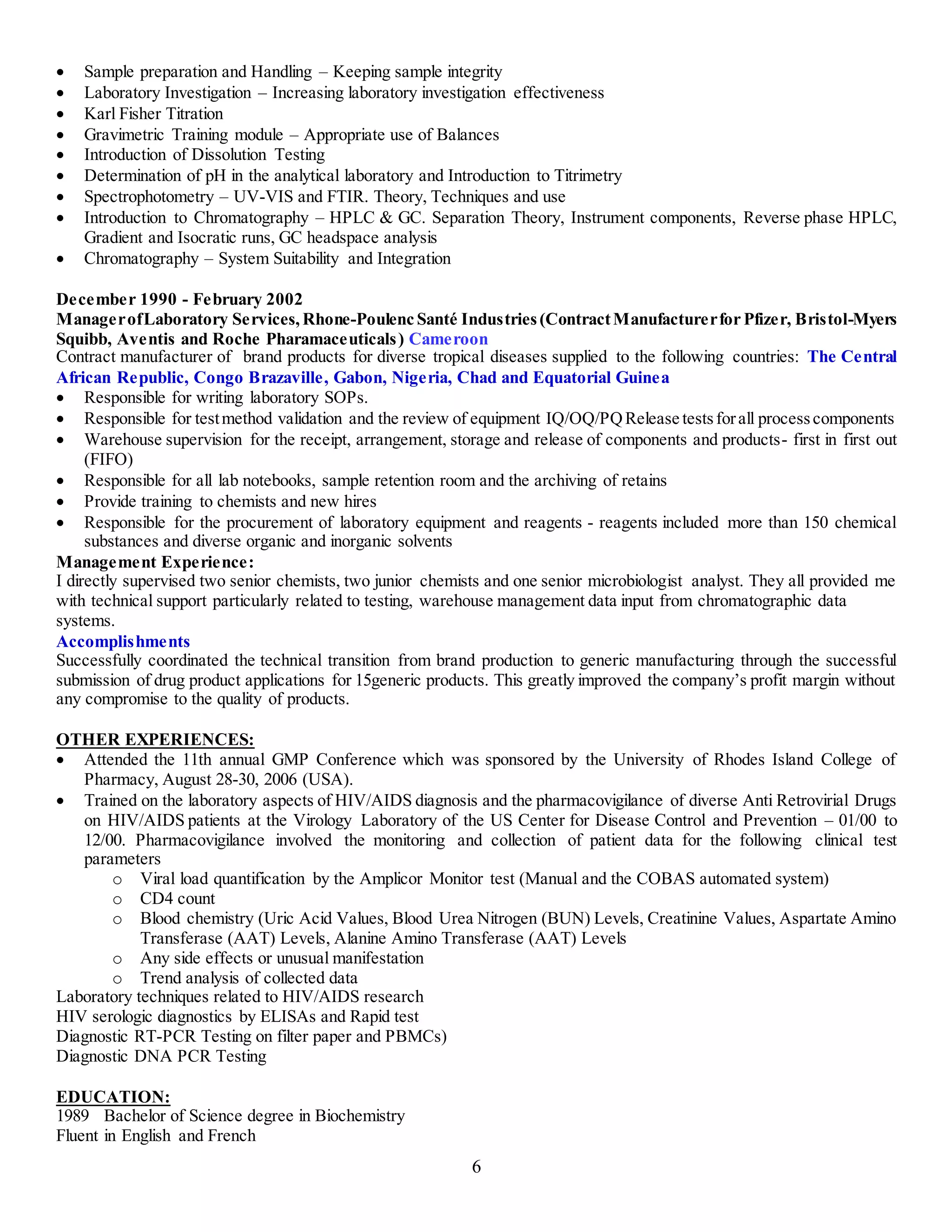 Laboratory and Pharmaceutical Quality Assurance Expert | DOCX