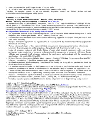 Laboratory and Pharmaceutical Quality Assurance Expert | DOCX