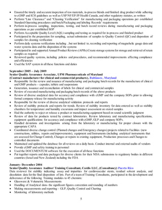 Laboratory and Pharmaceutical Quality Assurance Expert | DOCX