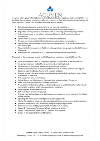Acumen Global Compliance Prospectus_2015 (1) | PDF