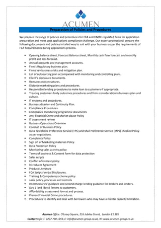 Acumen Global Compliance Prospectus_2015 (1) | PDF