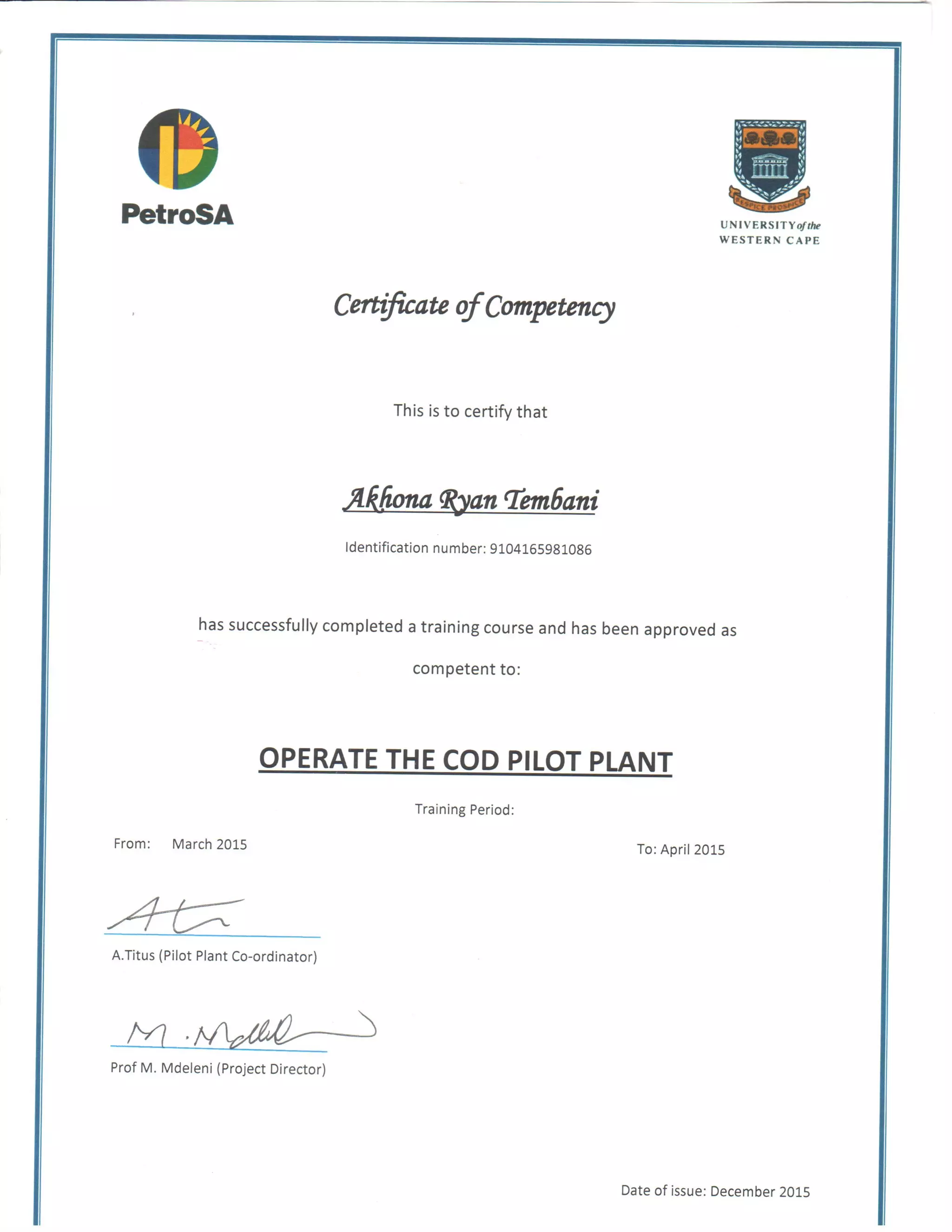 Certificate of Competency | PDF