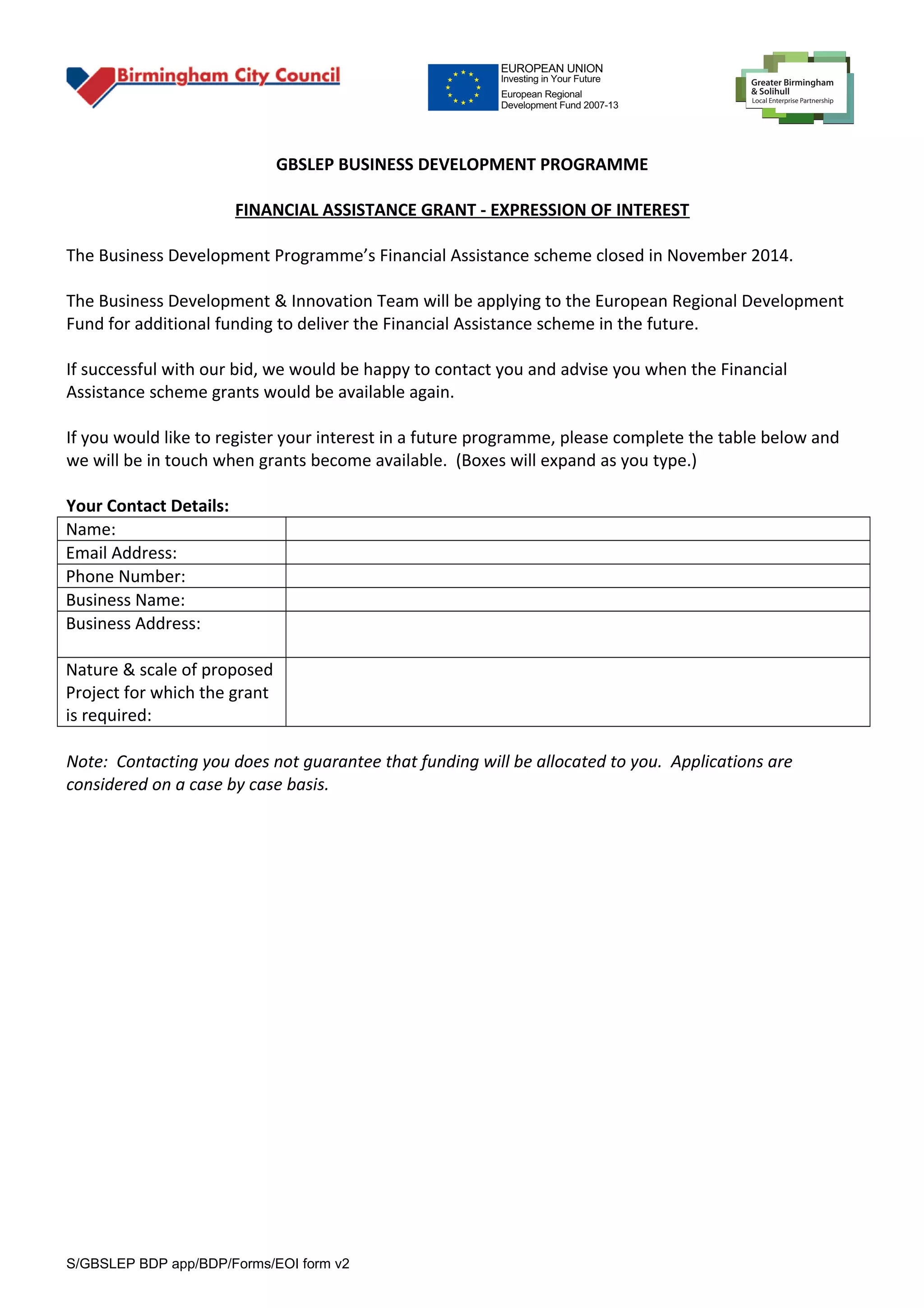EOI Form v2 | DOC | Business | Business and Finance