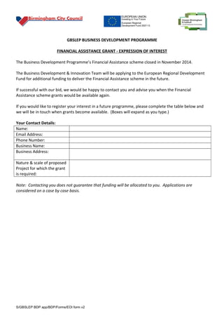 EOI Form v2 | DOC | Business | Business and Finance