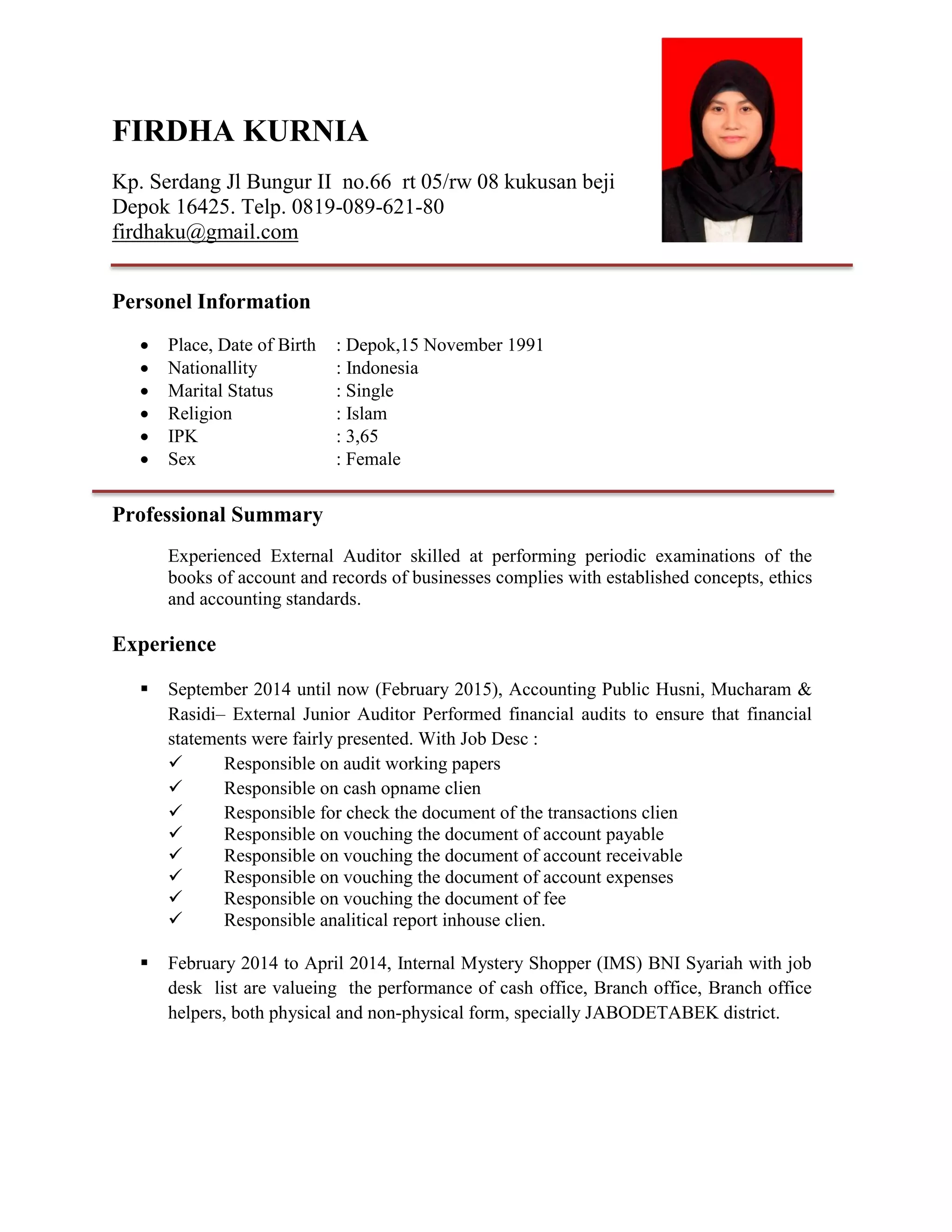 CV_FIRDHA KURNIA | PDF