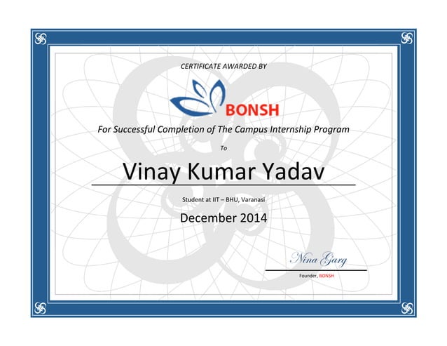 Certificate - Vinay Kumar | PDF
