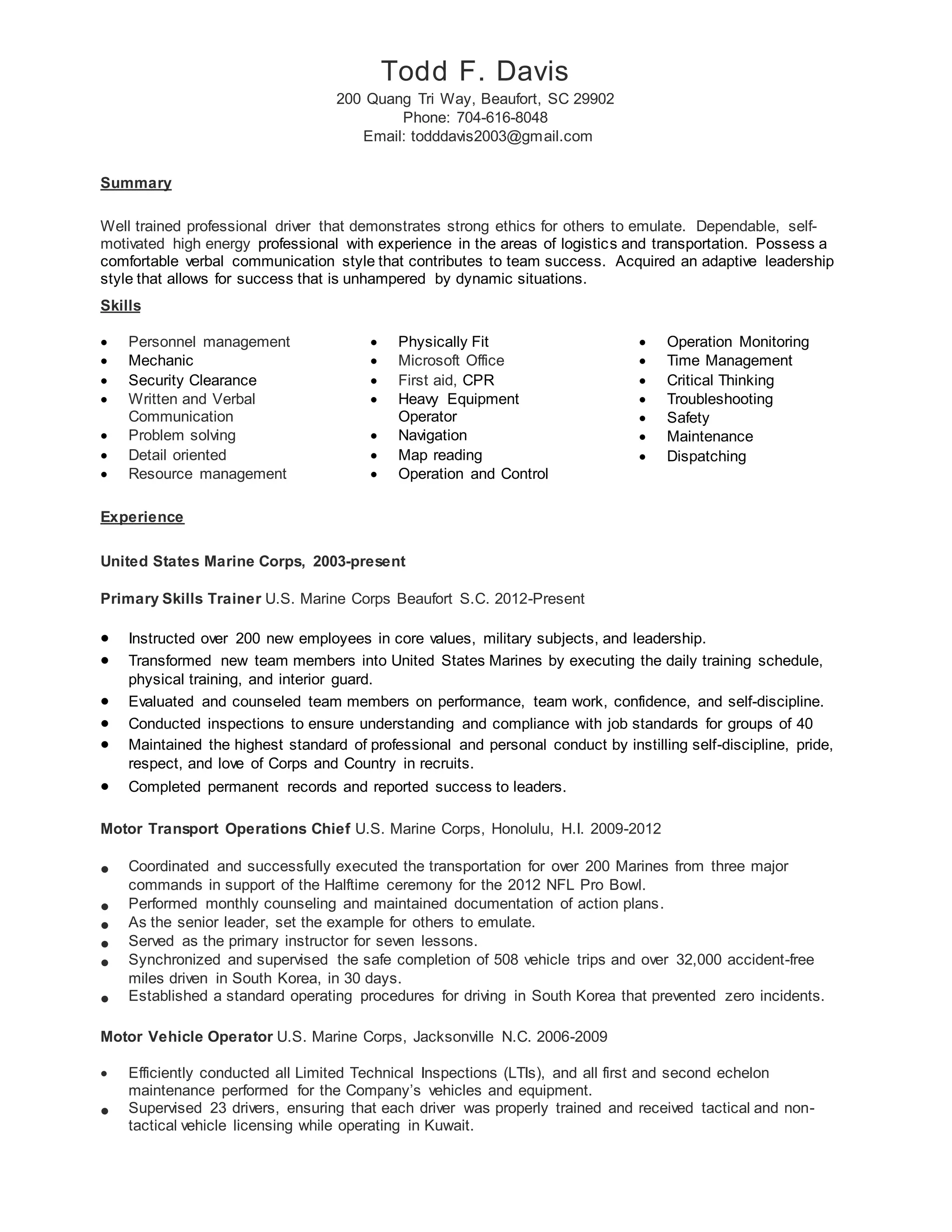 Todd Davis Resume | DOCX