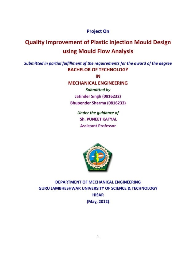 Project Report File of Mouldflow Analysis | PDF | Science