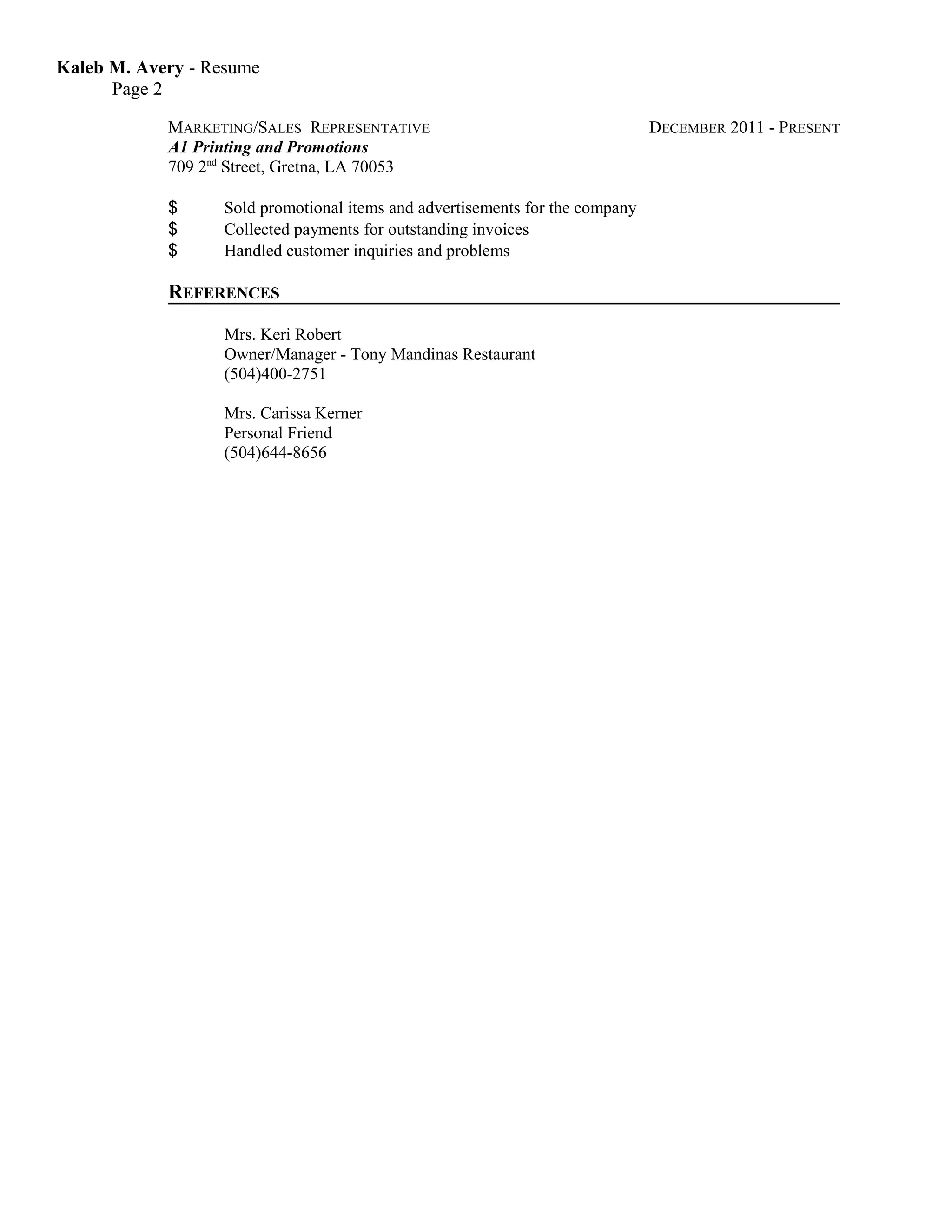 resume - kaleb | PDF